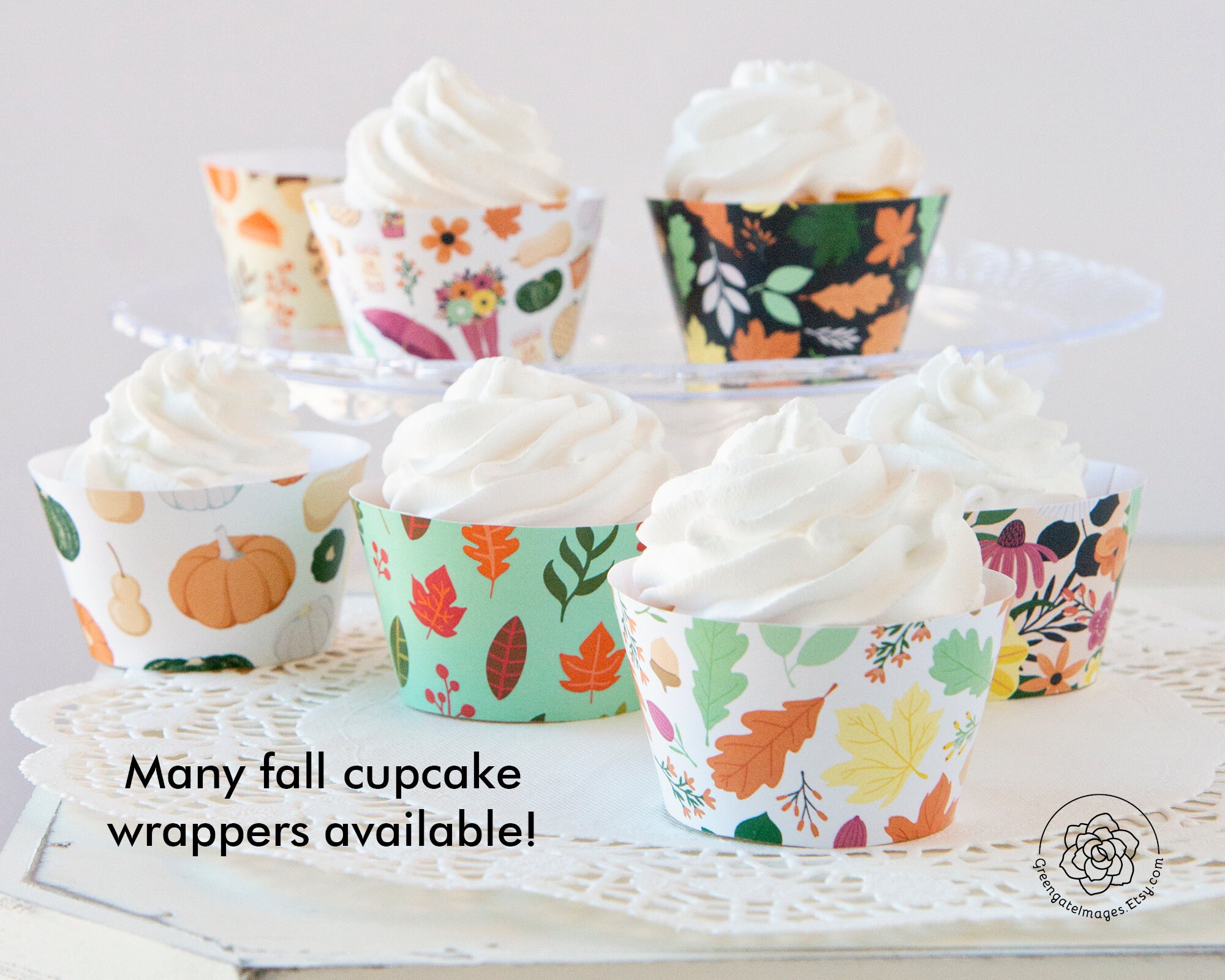 Fall Cupcake Wrappers - Printable Cupcake Wrappers, Autumn Cupcakes ...