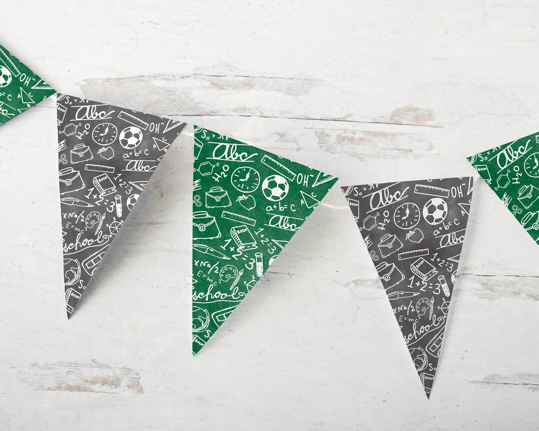 School Chalkboard Bunting - PRINTABLE Banner for Teachers, Back to ...