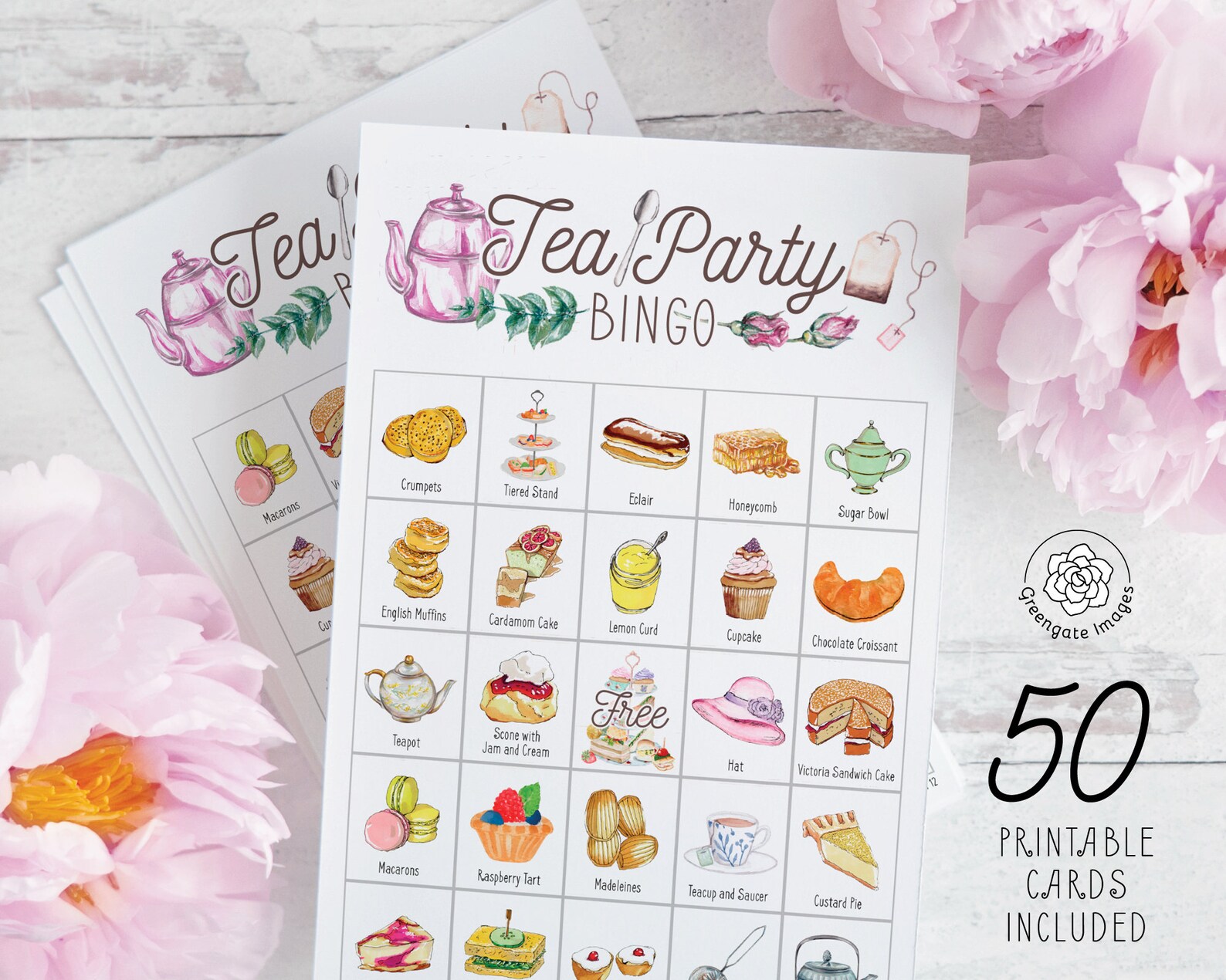 Tea Party Bingo Cards: 50 Printable Bingo Cards Women's - Etsy