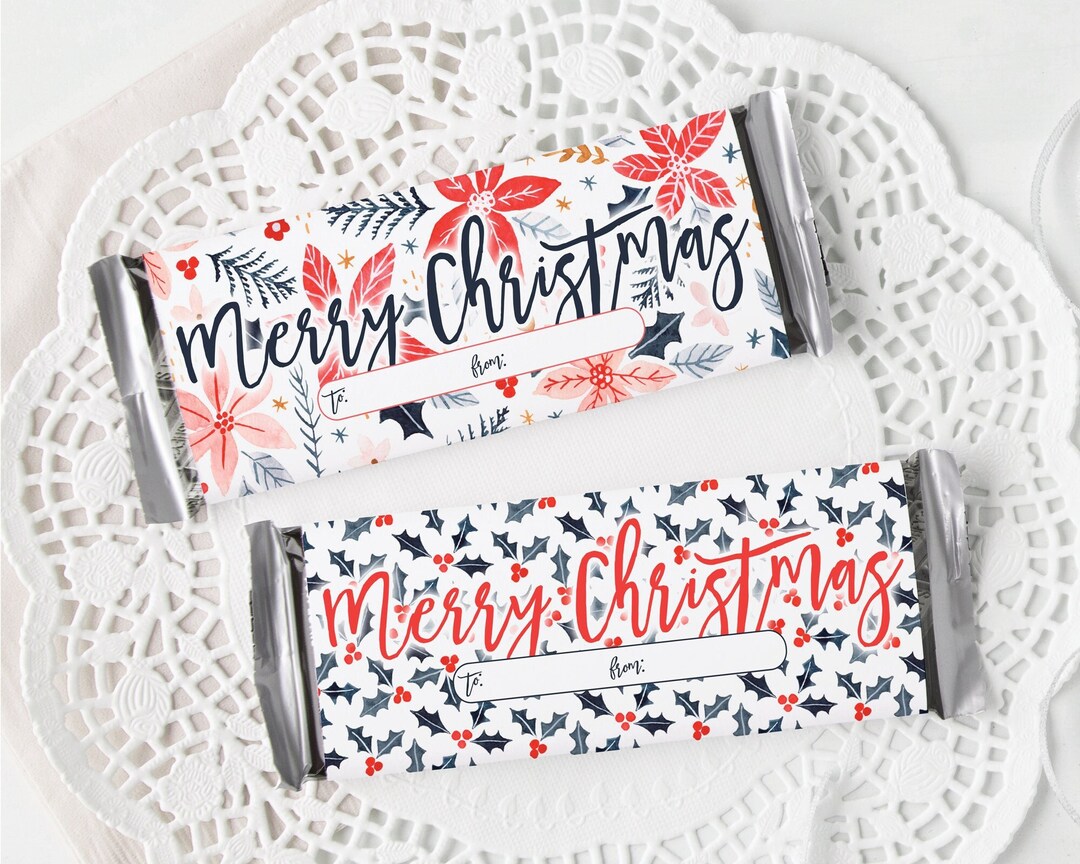 Christmas Candy Bar Wrappers - PRINTABLE Standard Bar Wrapper, Merry ...