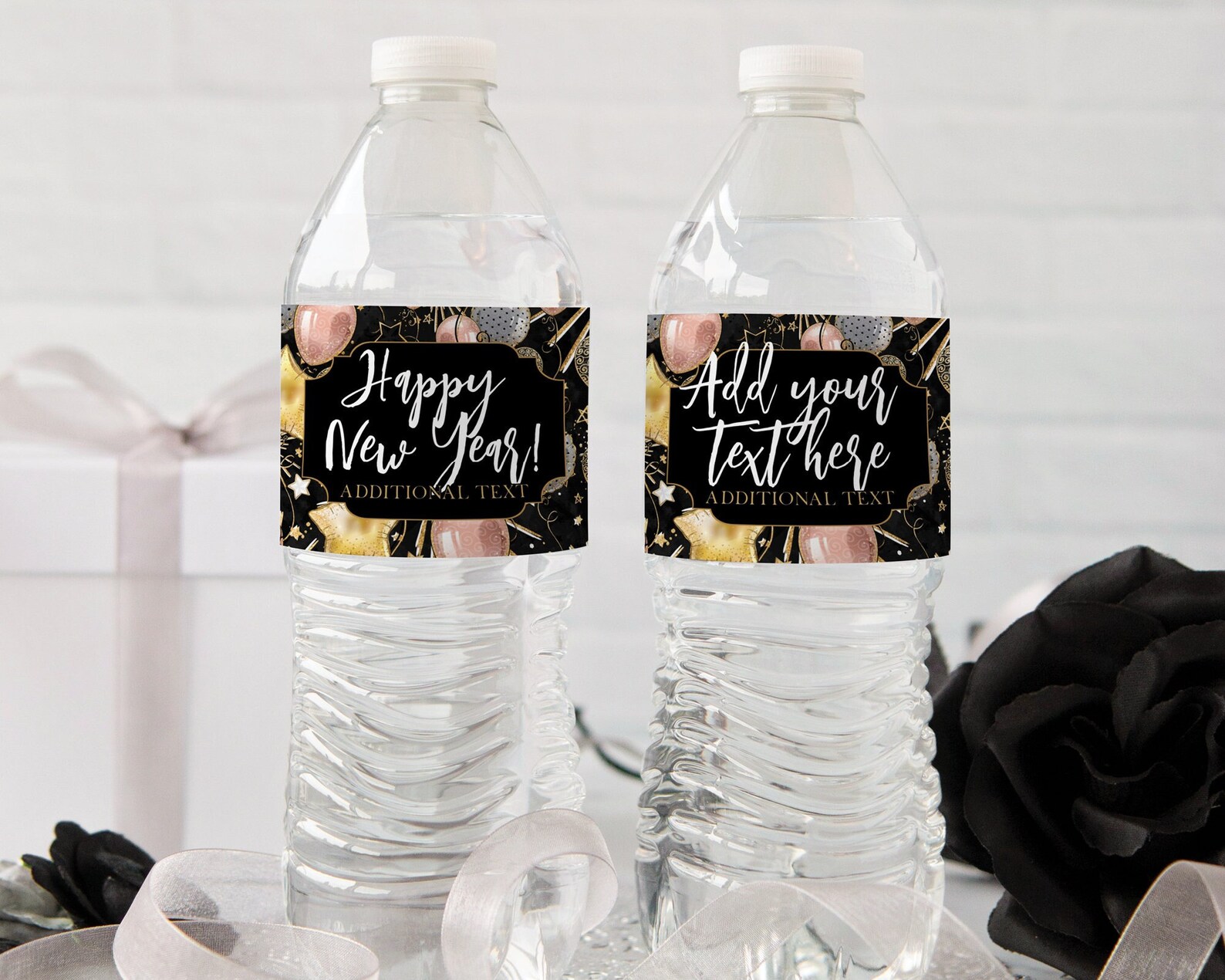 New Year's Water Bottle Label Printable Corjl Editable - Etsy