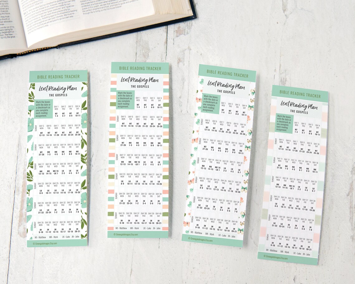 Lent Bookmark Bible Tracker - Printable Bookmark, Lenten Reading Plan ...