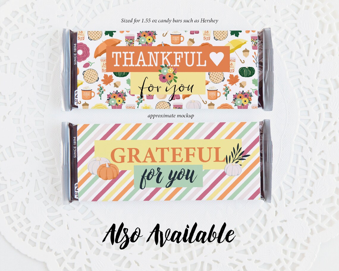 Thankful Candy Bar Wrappers PRINTABLE Hershey bar wrapper | Etsy