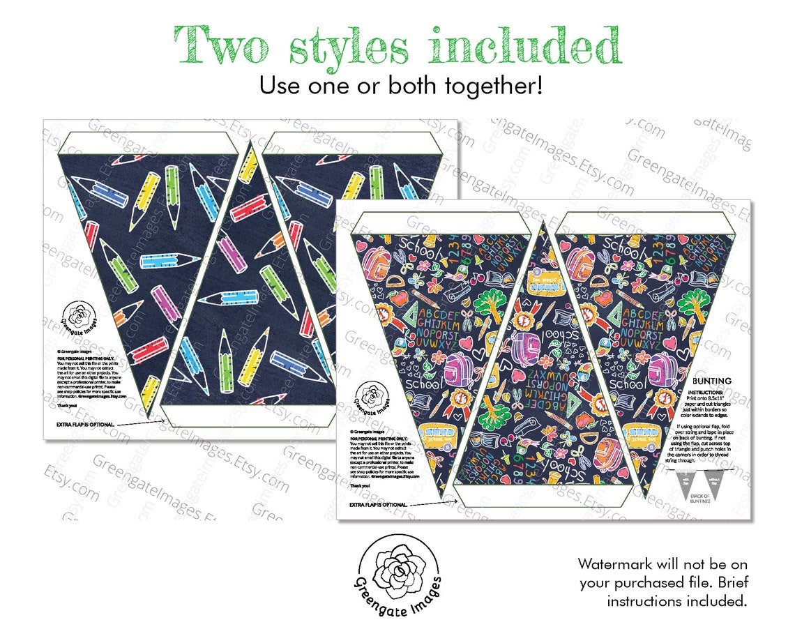 Black School Doodles Bunting - PRINTABLE Banner for Teachers, Open ...