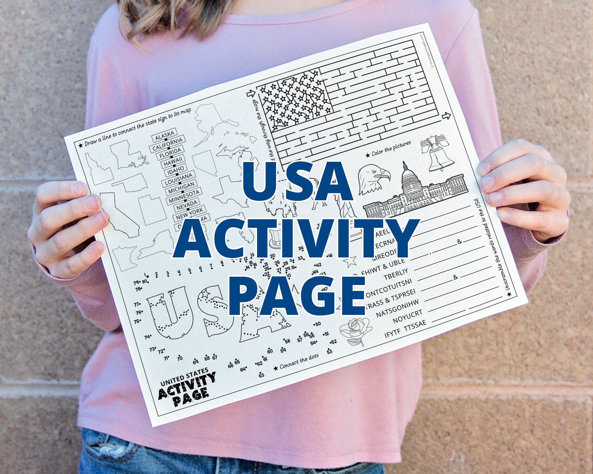 USA Patriotic Activity Page - Instant Download PDF Games for Kids ...