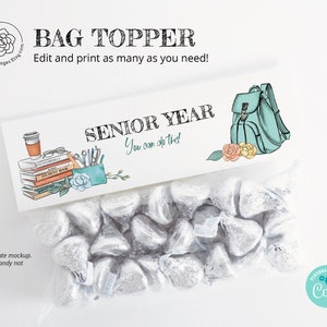 6.5" School Bag Topper Template - PRINTABLE Goody Bag, Foldover Label ...