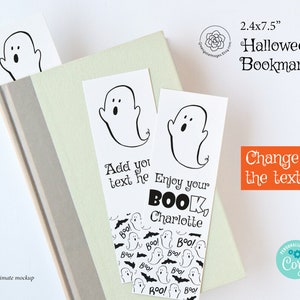 Halloween Ghost Bookmark - PRINTABLE Editable in Corjl, Book Club ...