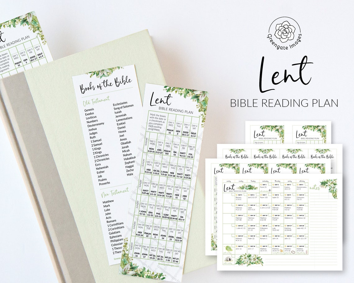 Lent Bible Reading Plan - Bookmarks and Calendar - Printable Lenten ...