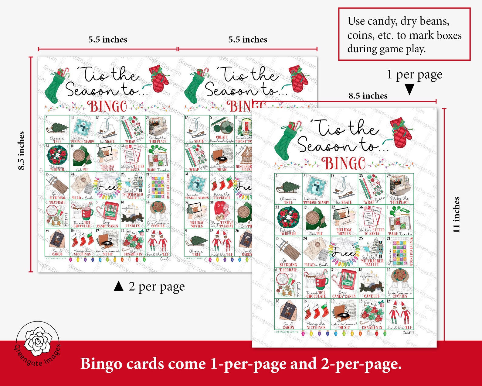 Christmas Activities Bingo - 50 PRINTABLE Unique Cards. Instant ...