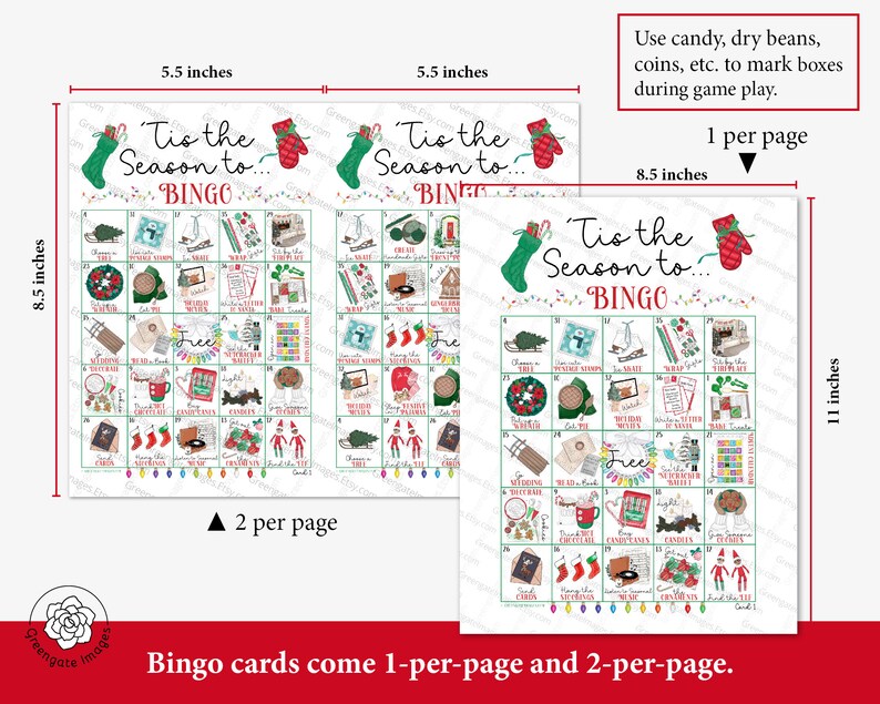 Christmas Activities Bingo - 50 PRINTABLE Unique Cards. Instant ...