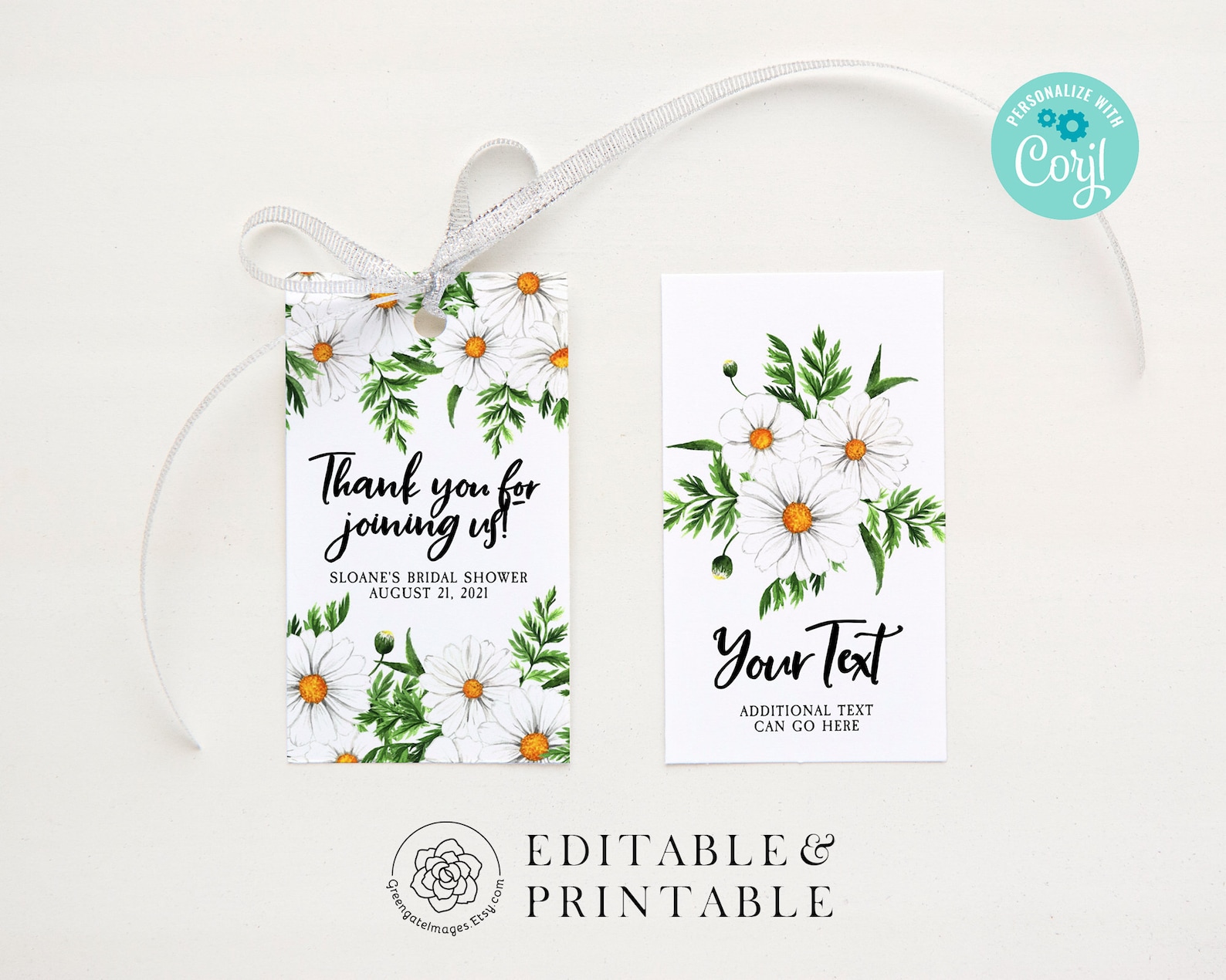 Daisy Gift Tags Printable Gift Tag Favor Tag Hang Tag | Etsy