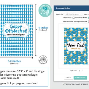 Oktoberfest Popcorn Wrapper Duo - PRINTABLE Microwave Popcorn Wrapper ...