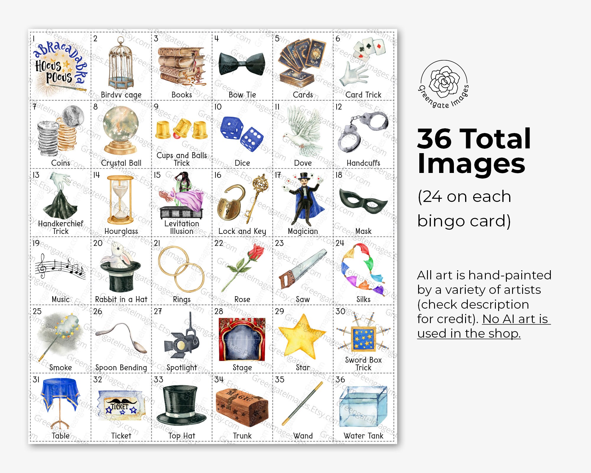 Magic Show Bingo - 50 PRINTABLE Unique Cards. Instant Digital Download ...