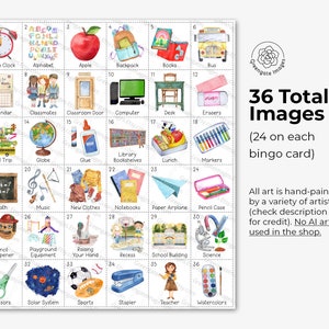 Back to School Bingo (elementary) - 50 PRINTABLE Unique Cards. Instant ...