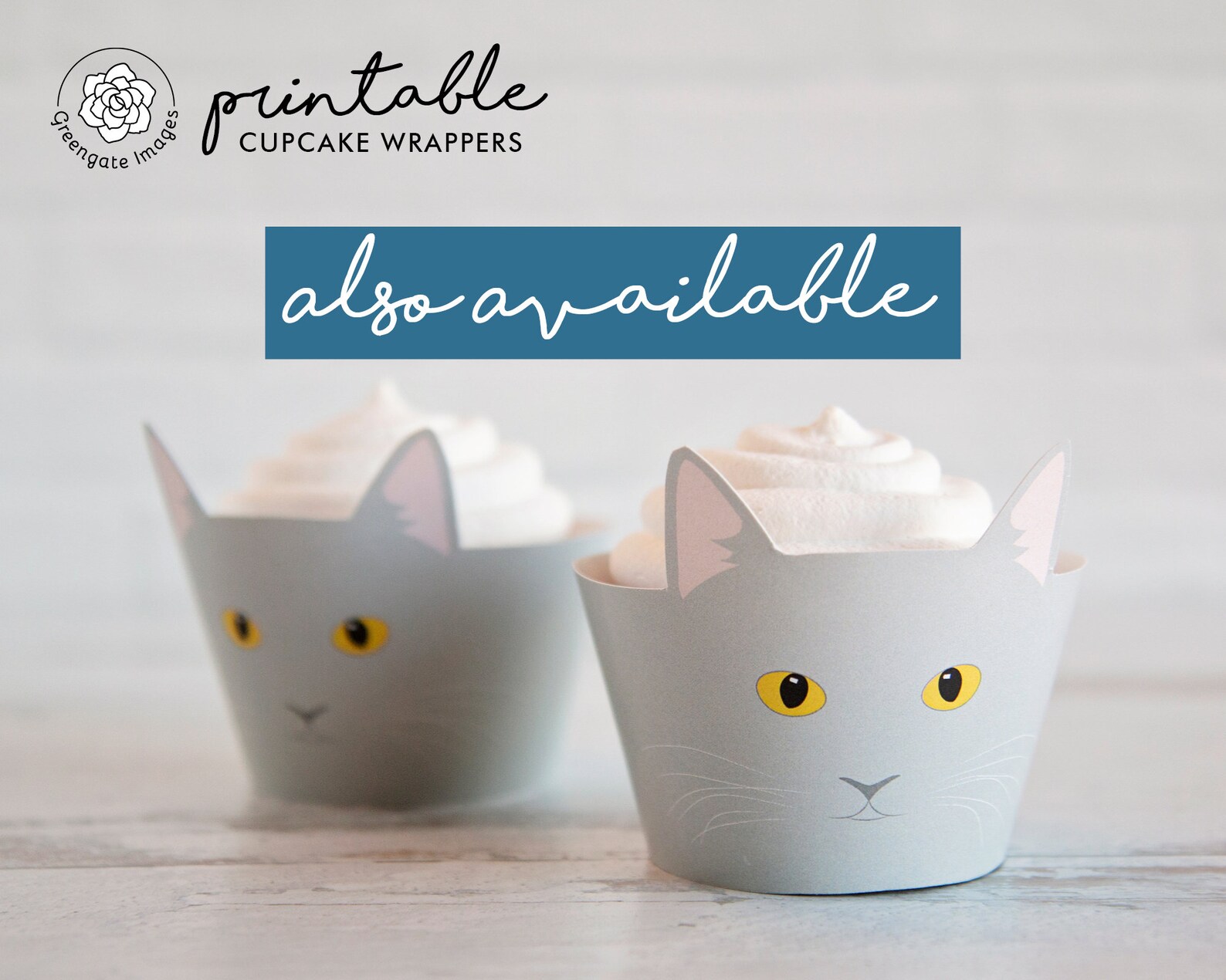 Black Cat Cupcake Wrappers - PRINTABLE Halloween Cupcake Wrappers, Cute ...