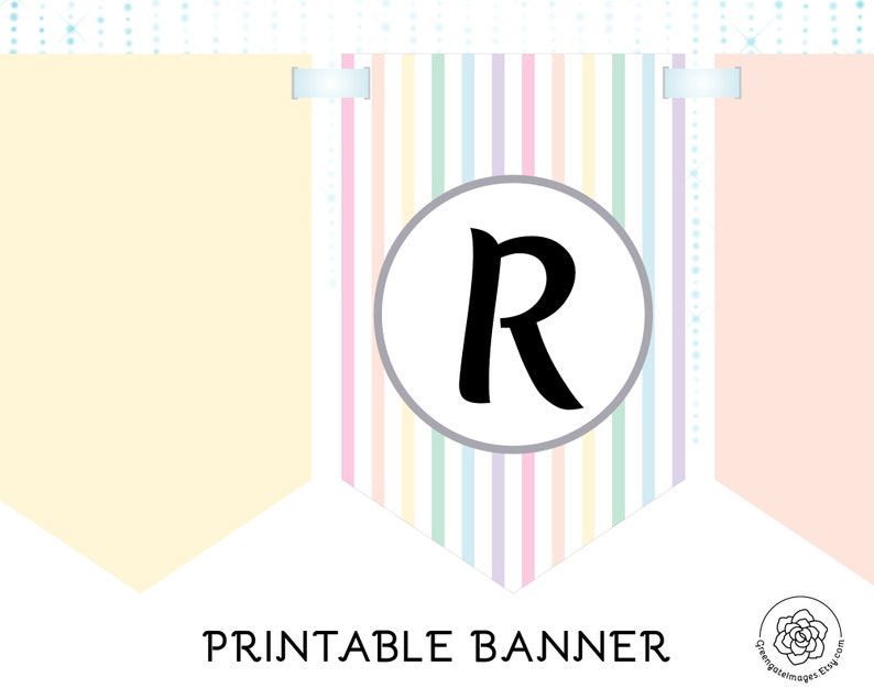 Printable Message Banner Pastel Rainbow Bunting Pink Peach | Etsy
