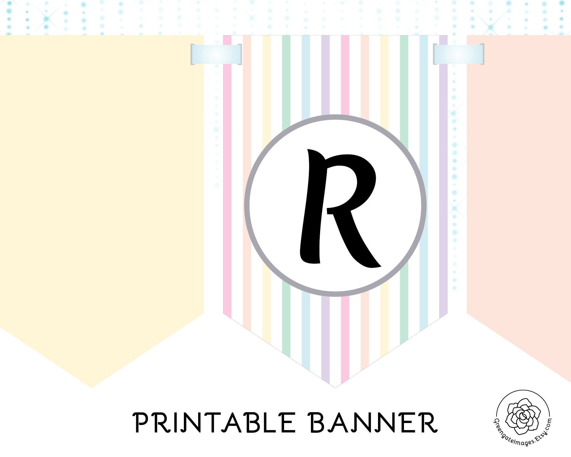 Printable Message Banner - Pastel Rainbow Bunting, Pink Peach Yellow ...