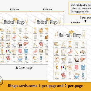 Medical Bingo - 50 PRINTABLE Unique Cards. Instant Digital Download PDF ...