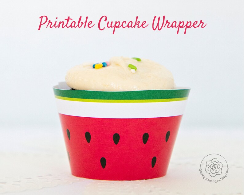 Watermelon Cupcake Wrappers Twotti Frutti Party Printable | Etsy