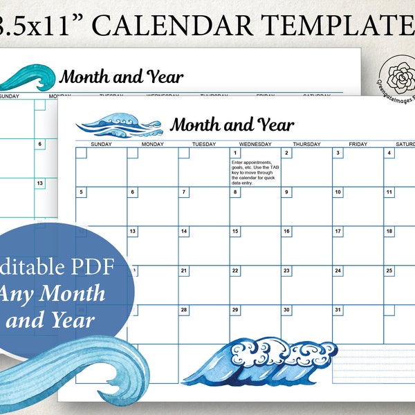 Ocean Calendar - Etsy