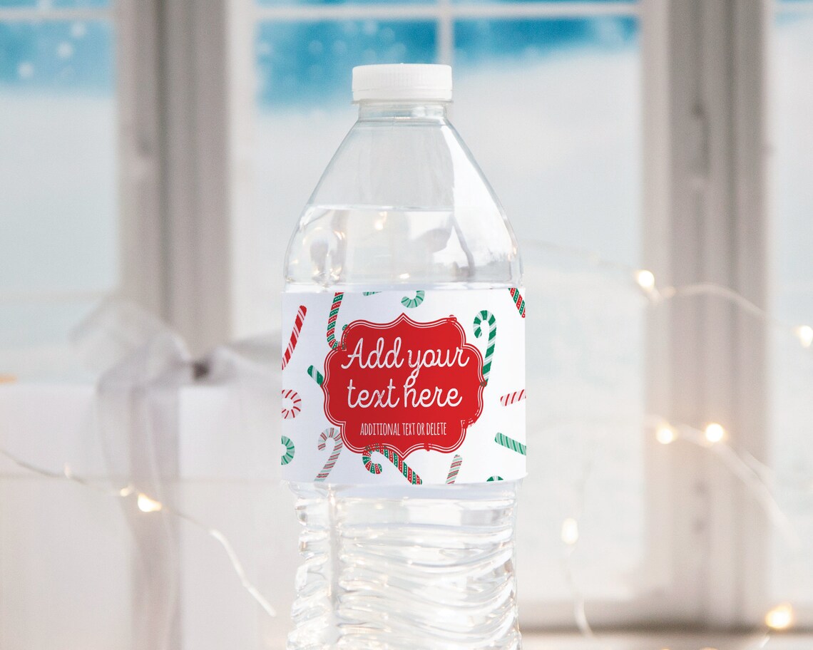 Christmas Water Bottle Label Printable Corjl Editable - Etsy