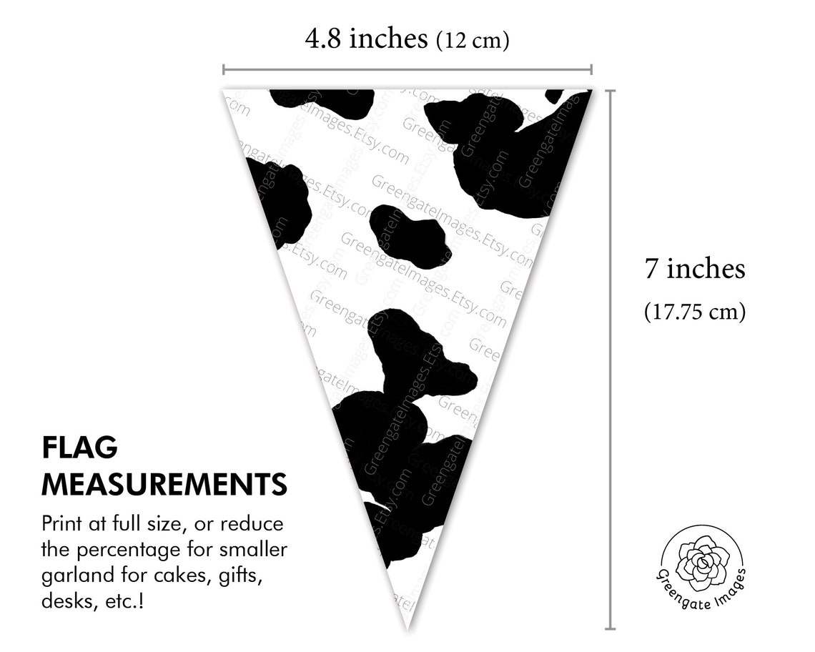 Cow Print Bunting - PRINTABLE Instant Digital Download Pdf, Farm ...