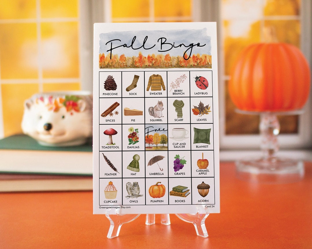 Fall Bingo Cards: Printable Bingo, 50 Cards, Fall Party Idea, Senior ...