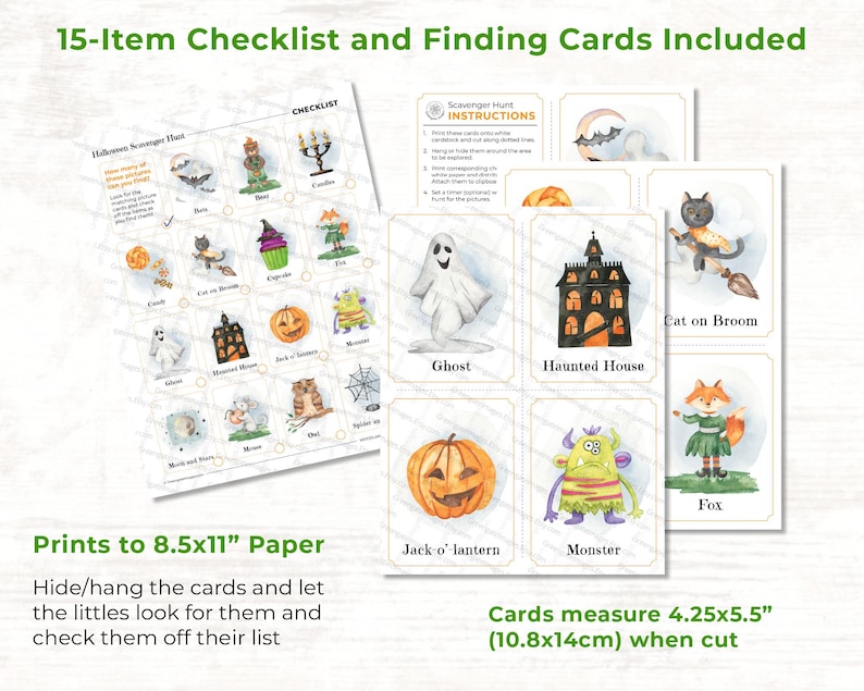 Kids' Halloween Scavenger Hunt - PRINTABLE Preschool, Kindergarten ...