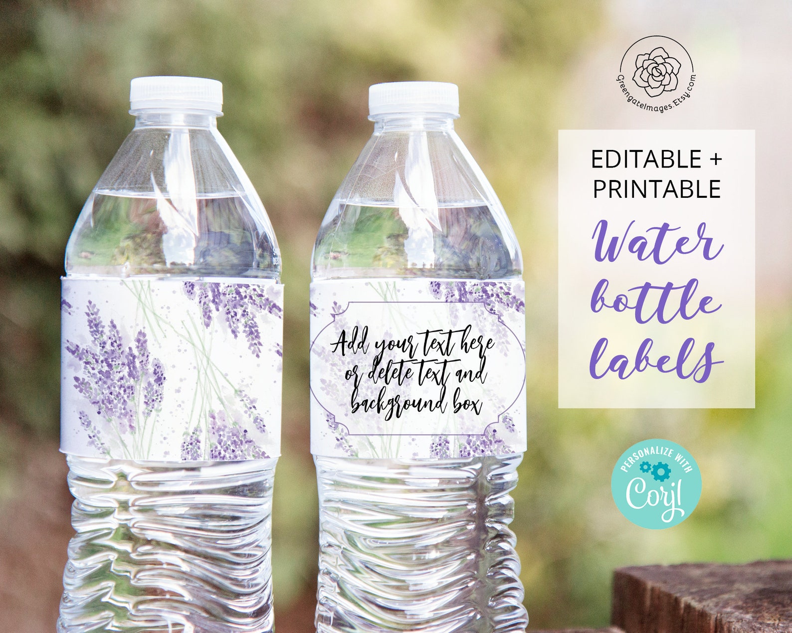 Lavender Water Bottle Label Printable Corjl Editable Party - Etsy