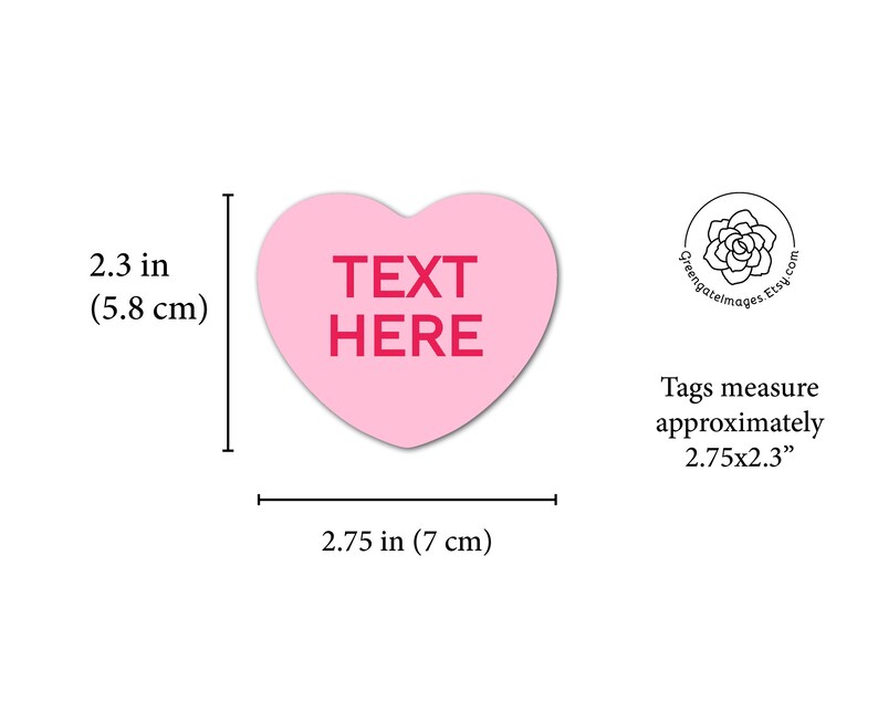 Candy Heart Gift Tags Corjl Editable Favor Tags Printable - Etsy