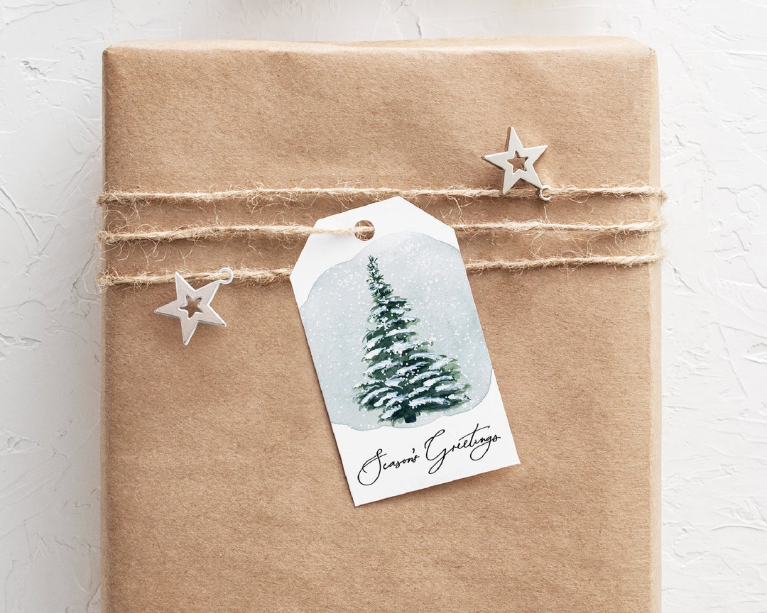 Evergreen Tree Gift Tags - Corjl Editable, Favor Tags, Printable Hang ...