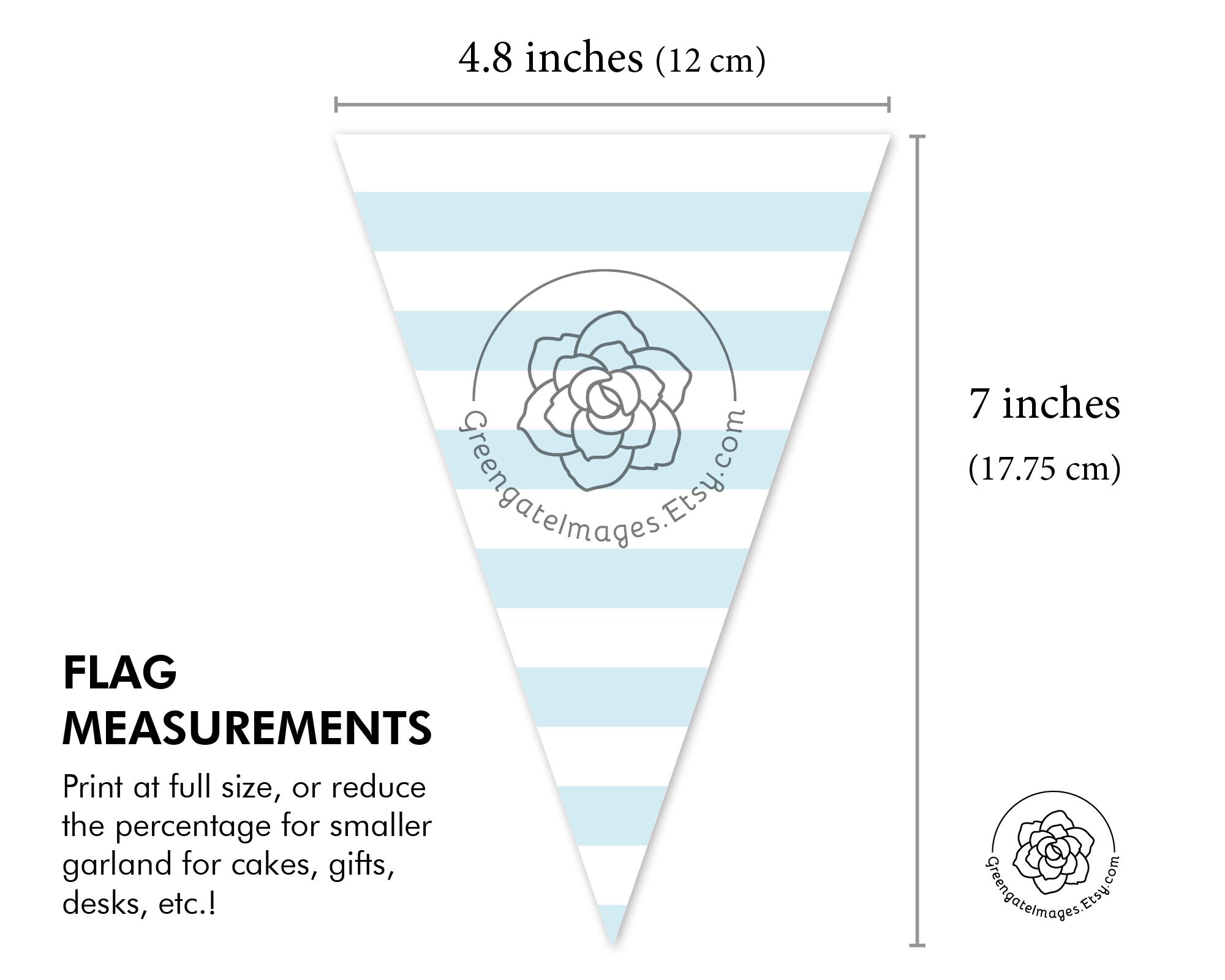 Light Blue Striped Bunting bunting light blue banner | Etsy