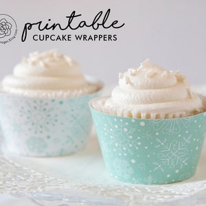 Mint Green Snowflake Cupcake Wrappers - Printable Cupcake Wrappers ...