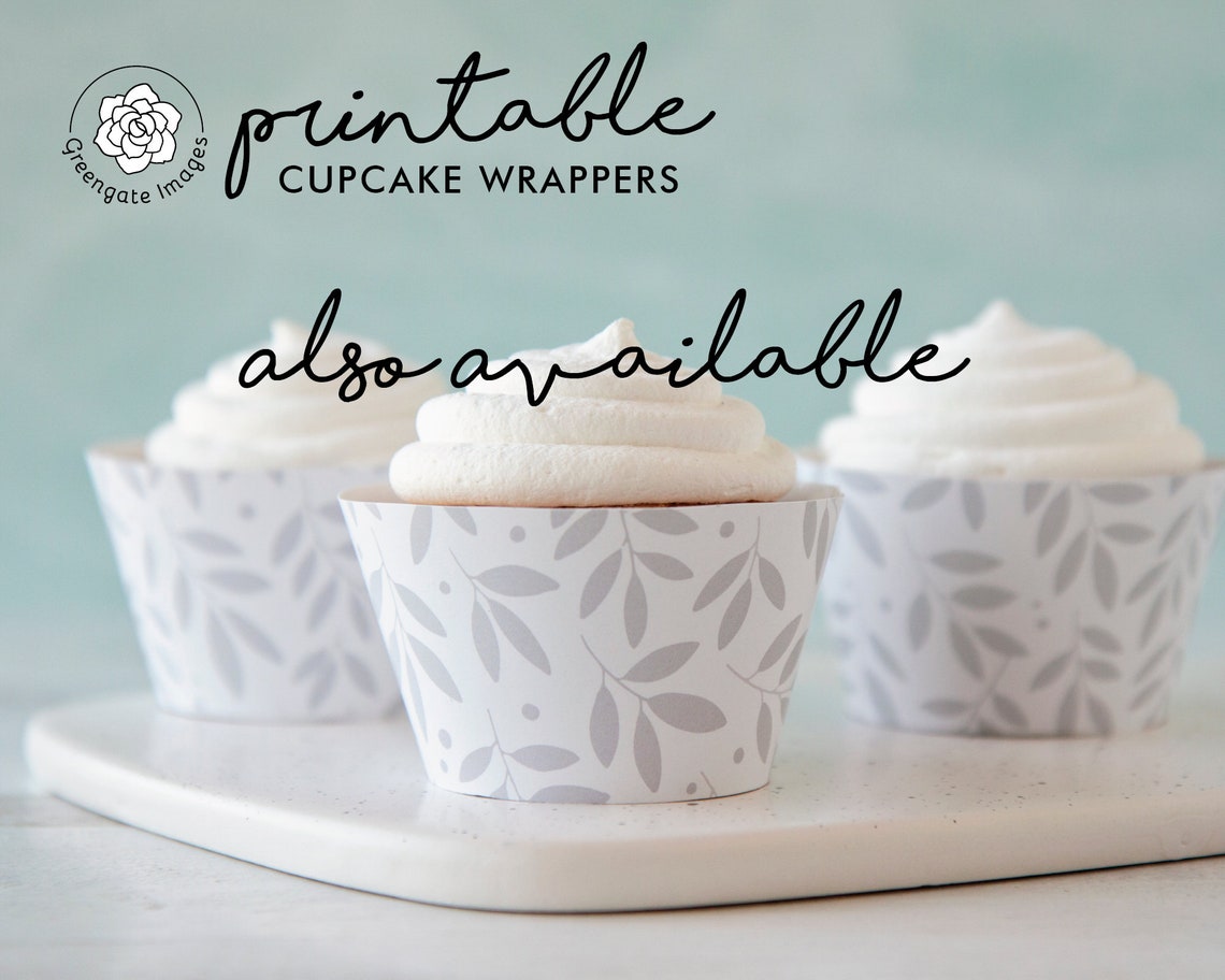Ivory and Beige Floral Cupcake Wrappers - PRINTABLE Instant Download ...