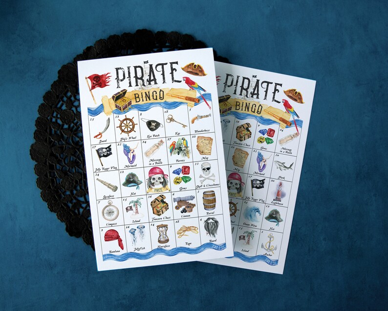 Pirate Bingo - 50 PRINTABLE Unique Cards. Instant Digital Download PDF ...