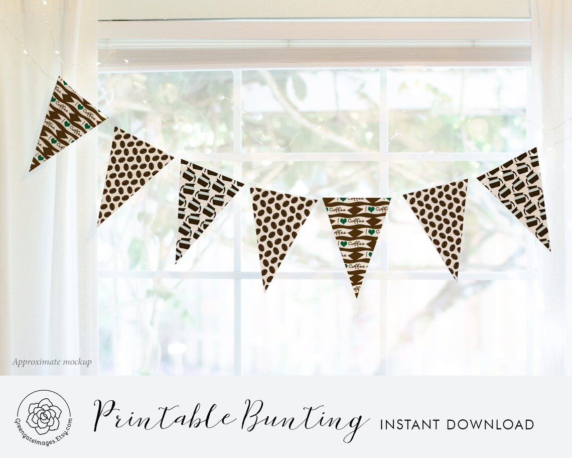 Coffee Bunting PRINTABLE coffee-themed banner flags w coffee | Etsy