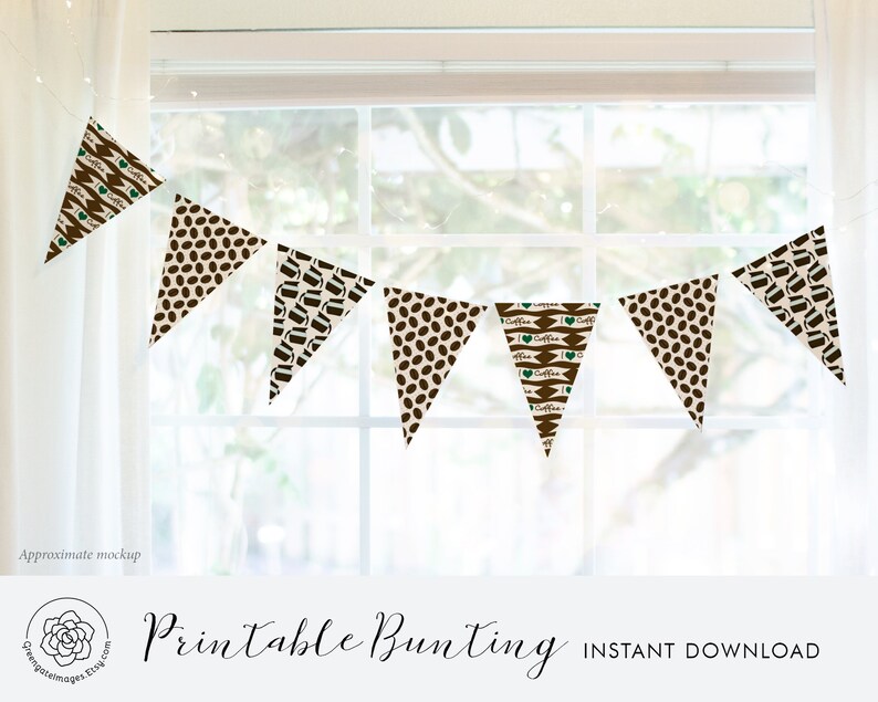 Coffee Bunting - PRINTABLE Coffee-themed Banner Flags W Coffee Beans ...