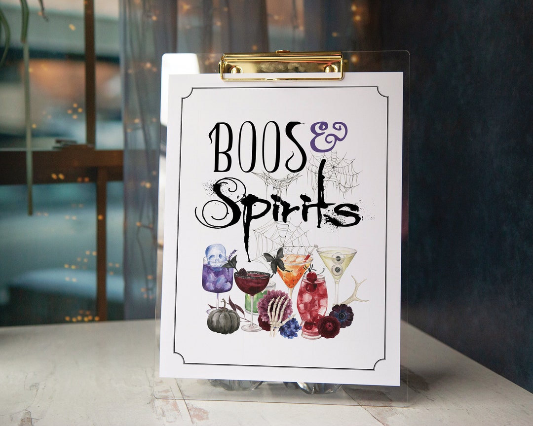 Halloween Drink Sign - PRINTABLE 8.5x11" and 8x10" Boos & Spirits Sign ...
