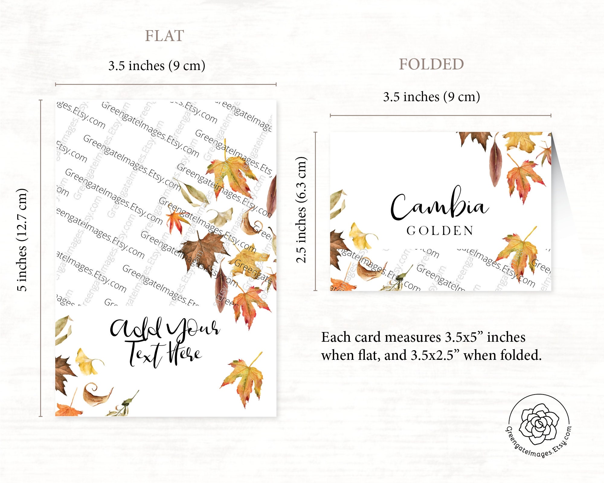 Fall Leaf Place Card Printable Placecard Corjl Buffet Cards | Etsy