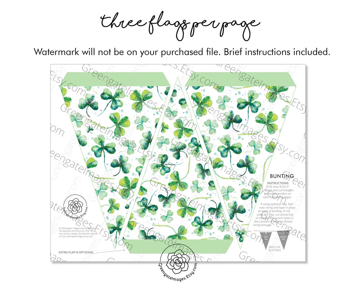 St. Patrick's Day Bunting PRINTABLE Banner Flags - Etsy