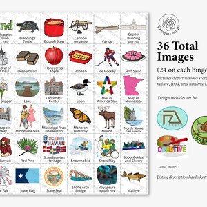 Minnesota Bingo Cards 50 PRINTABLE Unique Cards. Download Instantly. MN ...