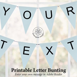 Light Blue Letter Banner - PRINTABLE, Editable Banner PDF. Instant ...