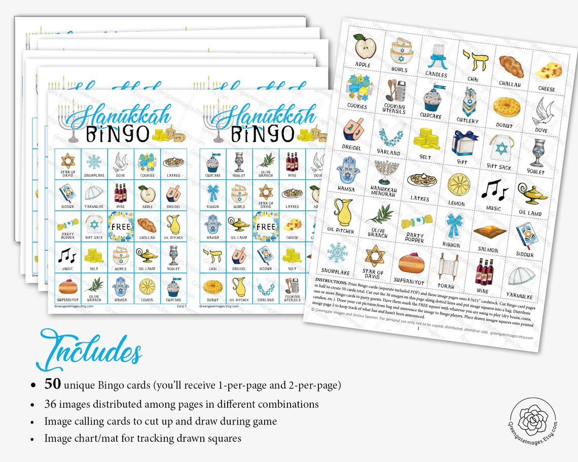 Hanukkah Bingo Cards: Printable Bingo 50 Cards Senior | Etsy