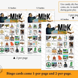 MLK Bingo - 50 PRINTABLE Unique Cards. Instant Digital Download PDF ...
