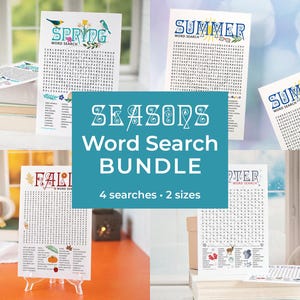 Seasons Word Search Bundle - PRINTABLE Word Find Pages. Instant ...