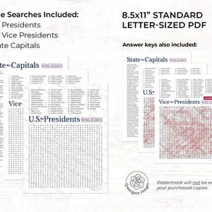 US Word Search Bundle - PRINTABLE Word Find Pages. Instant Download PDF ...