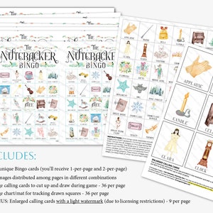 Nutcracker Bingo Cards - 50 PRINTABLE Unique Cards Depicting Elements ...