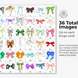 Bow Bingo - 50 PRINTABLE Unique Cards. Instant Digital Download PDF ...