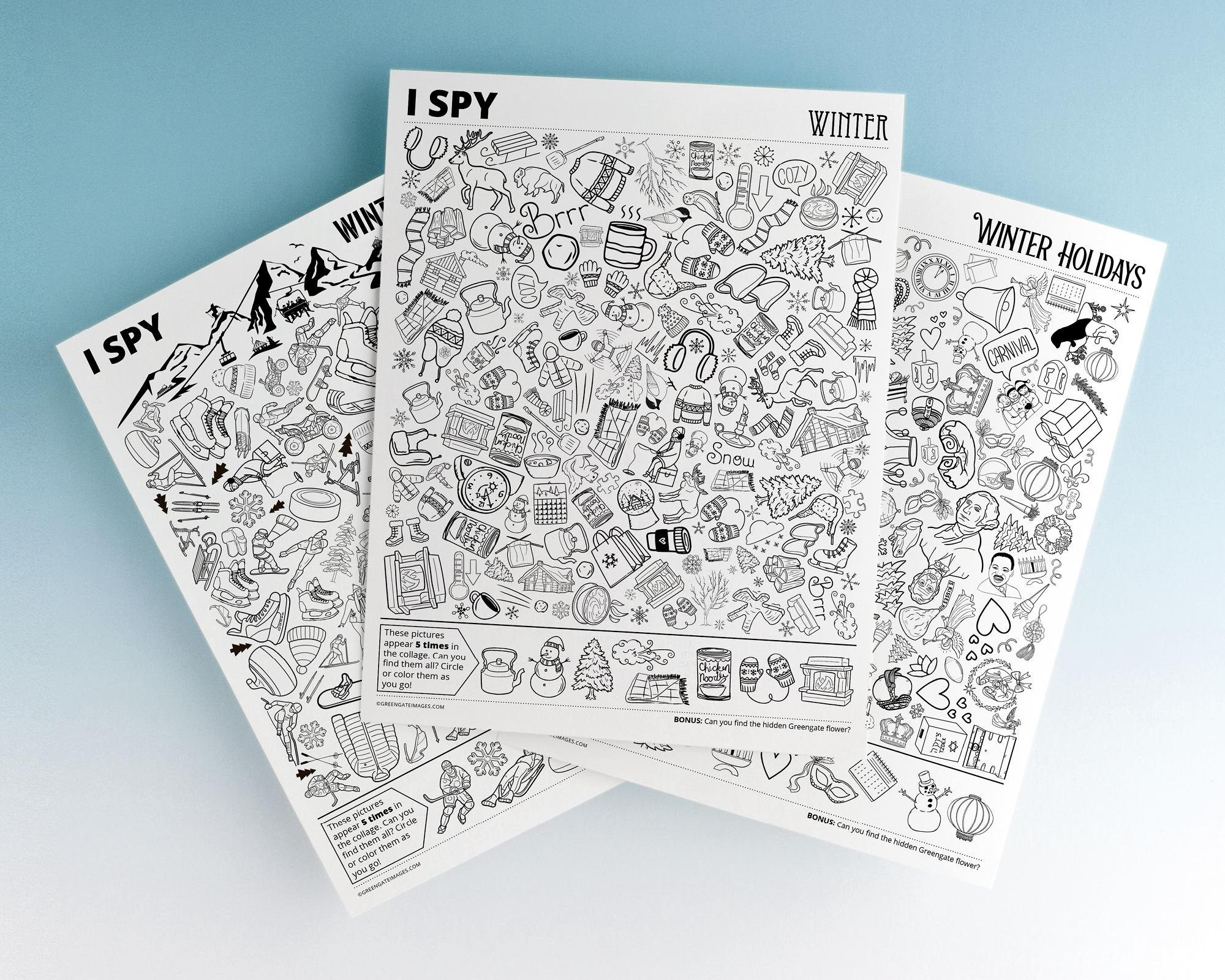 Winter I Spy Bundle - PRINTABLE - Answer Key Included! Three 8.5x11 ...