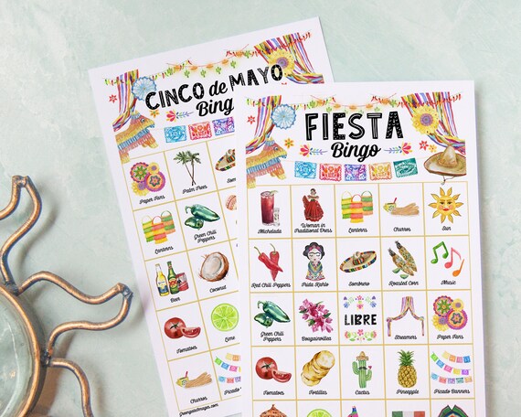 Fiesta/cinco De Mayo Bingo Cards: Printable Bingo 50 Cards - Etsy